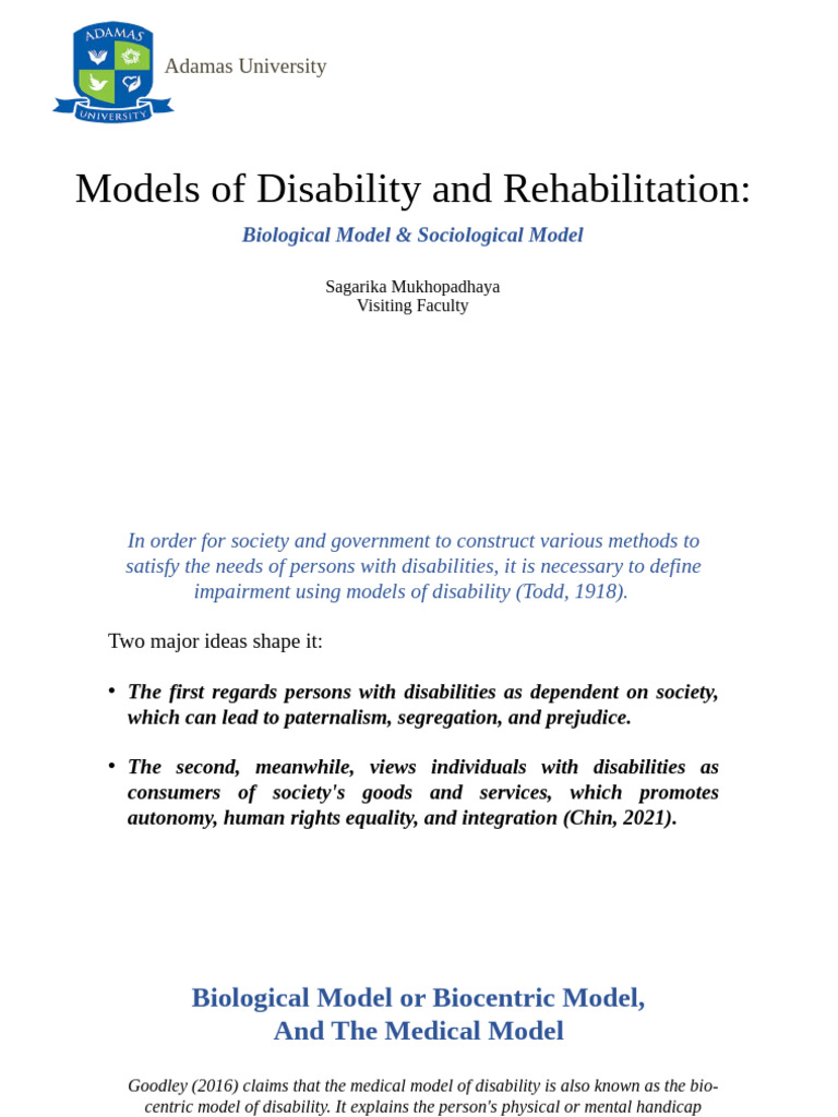 Unit 3 - Models of Disability and Rehabilitation | PDF | Physical ...