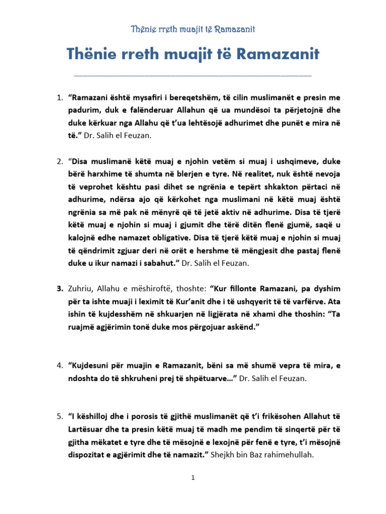 Thc3abnie Rreth Muajit Tc3ab Ramazanit | PDF