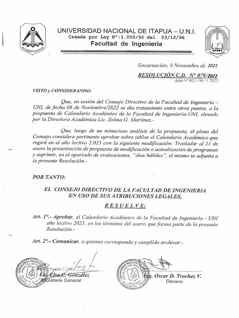 Calendario-Académico FIUNI 2023 | PDF