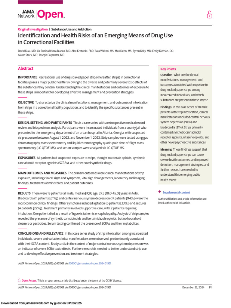 Identification and Health Risks of An Emerging Means of Drug Use in ...