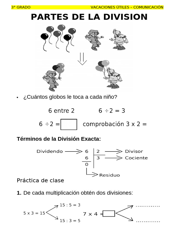 Partes de la División para 3° Grado | PDF