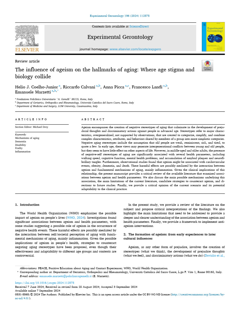 The Influence of Ageism On The Hallmarks of Aging | PDF | Ageism | Ageing