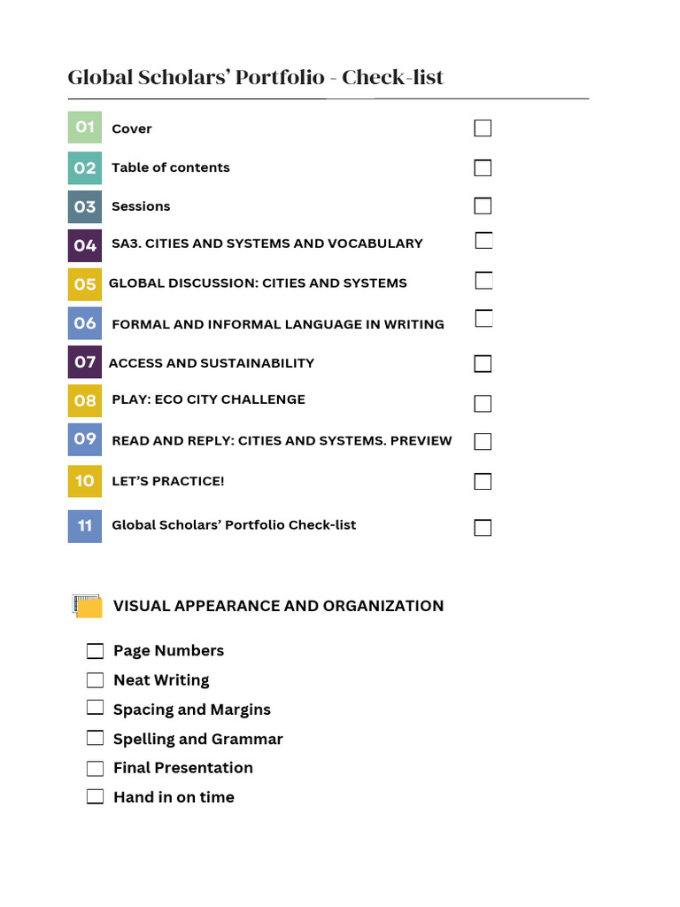 Global Scholars’ Checklist (1) | PDF