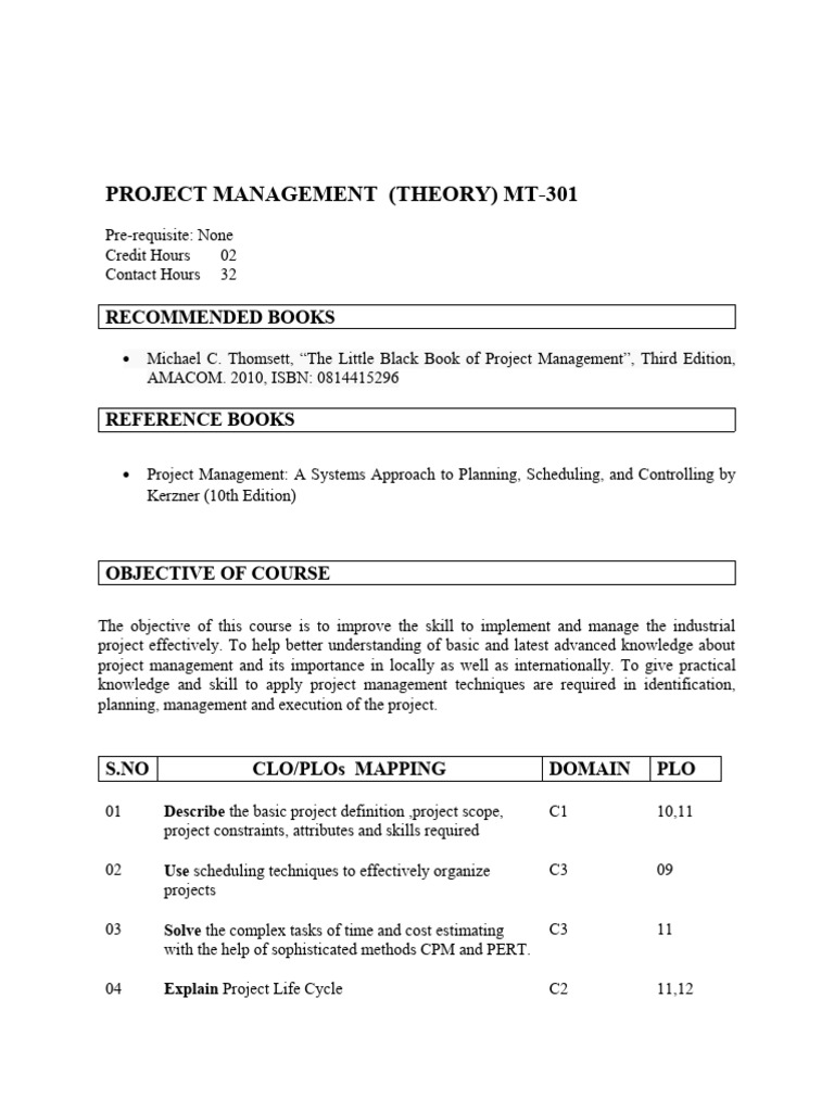 Project Management (Mt301) | PDF