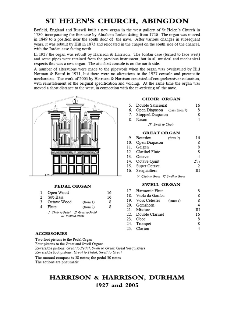 St Helen's Church Organ History | PDF | Keyboard Instruments | Music ...