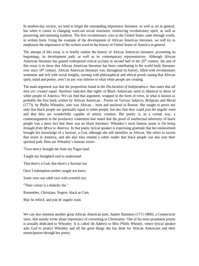 The History of African American Literature | PDF | African American ...