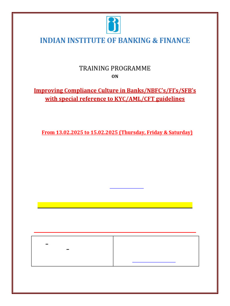 Brochure Program On KYC AML and CFT 13-02-2025!15!02-25 | PDF ...