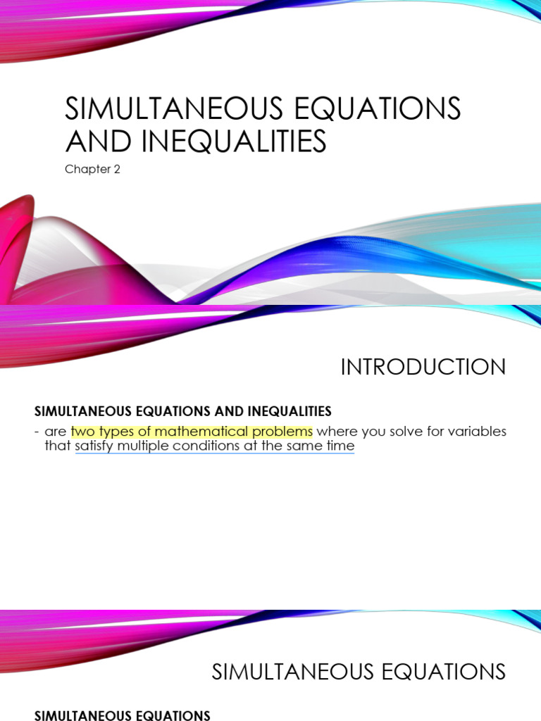 Solving Simultaneous Equations | PDF | Equations | System Of Linear ...