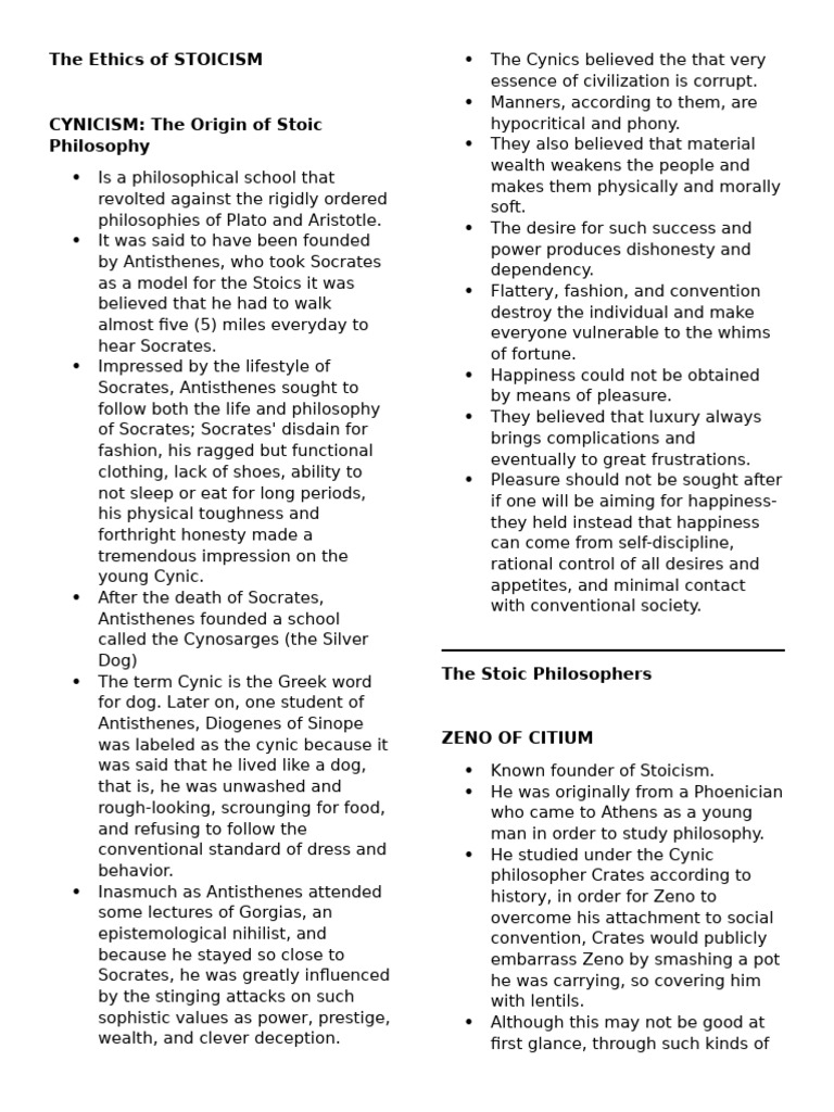 ethics | PDF | Stoicism | Epictetus