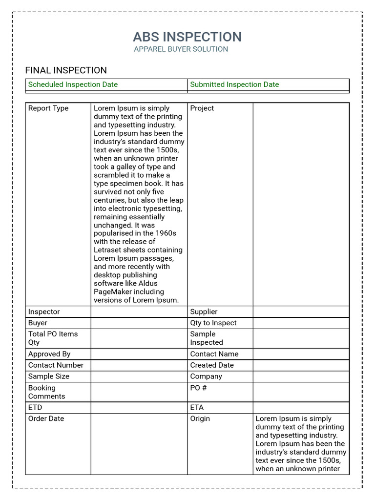 Apparel Final Inspection Checklist | PDF | Typography | Text