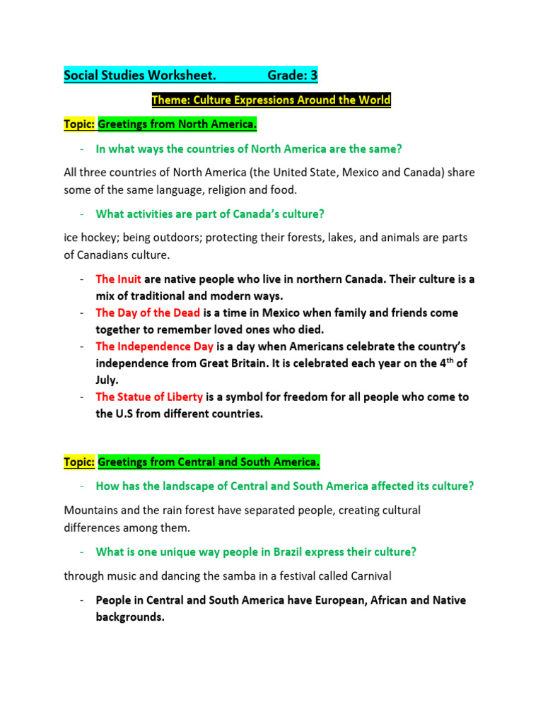 Social Studies Worksheet Assess2 G3 | PDF