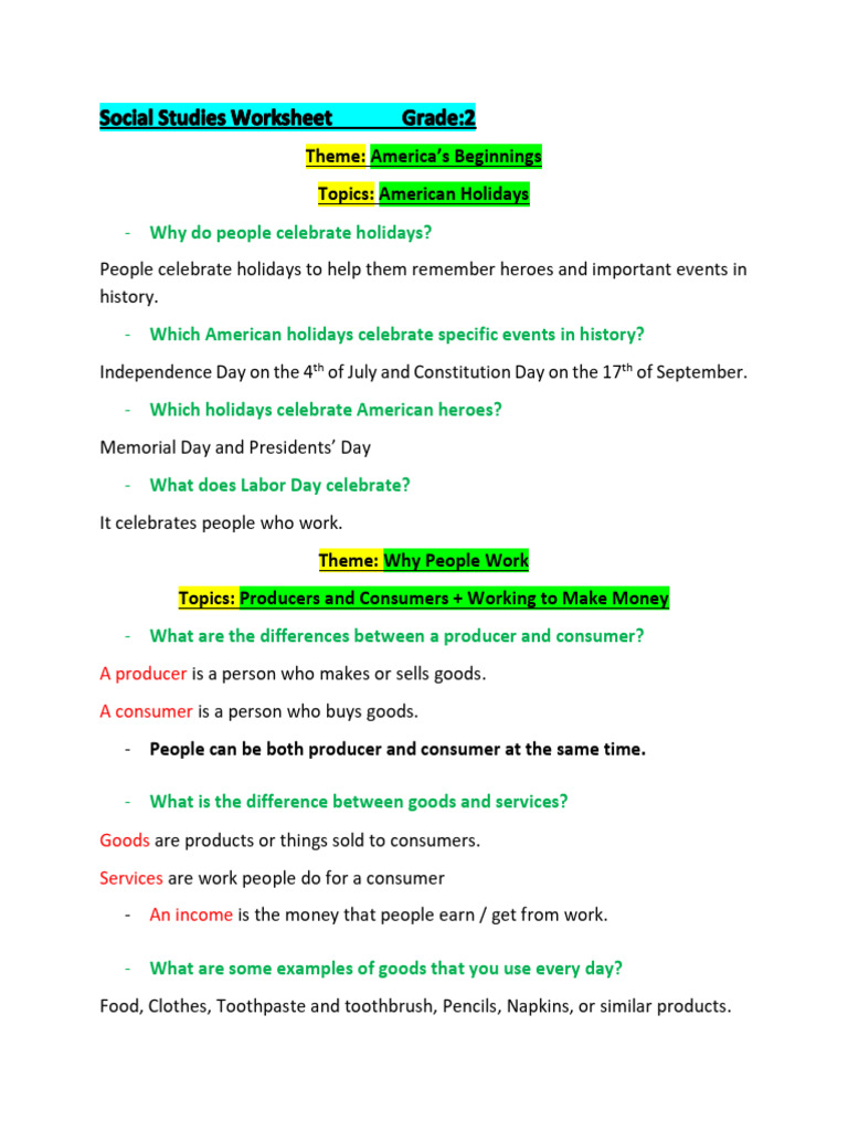 Social Studies Worksheet Assess2 Grade2 | PDF