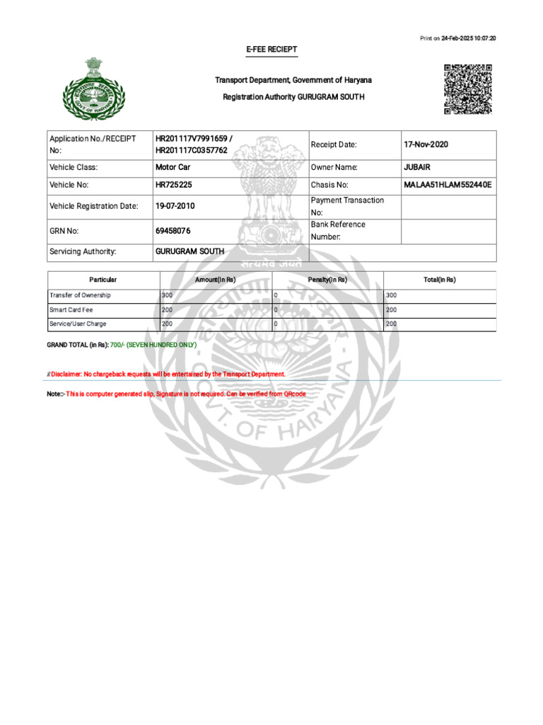 VAHAN 4.0 (Citizen Services) Onlineapp01 135 8012 | PDF