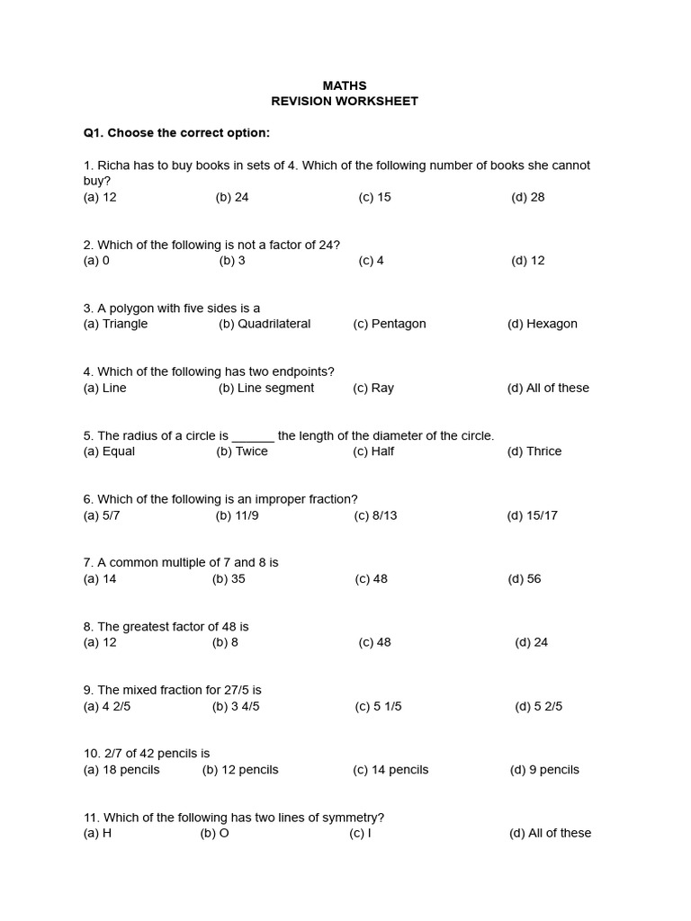 MATHS Revision | PDF