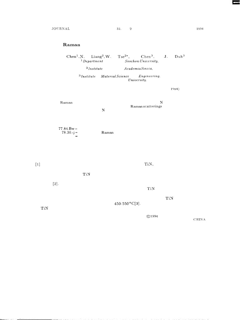 Raman Spectra of TiN Thin Films | PDF | Raman Spectroscopy | Thin Film