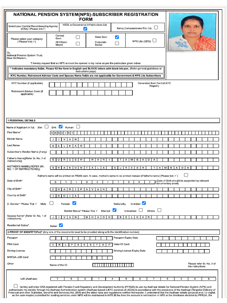 Nandini Jivan Belkar Pran Form | PDF