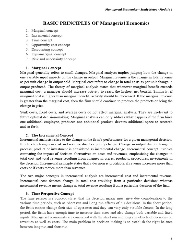Module 1 Basic Principles of ME | PDF | Opportunity Cost | Marginal Cost