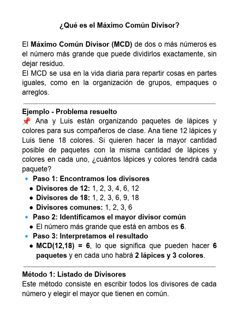 MCD | PDF | Aritmética | Matemática Elemental