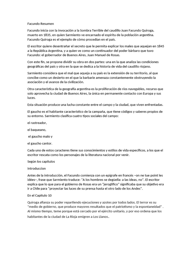 Facundo: Barbarie y Civilización | PDF