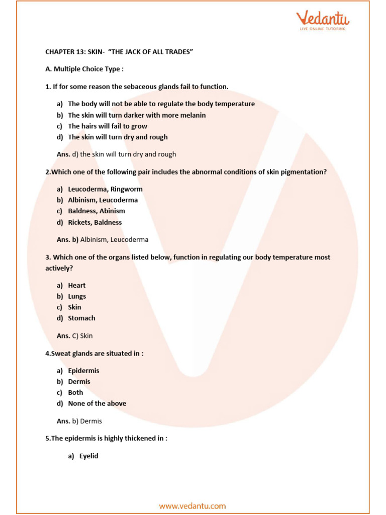 Selina Concise Biology Class 9 ICSE Solutions For Chapter 13 - Skin ...
