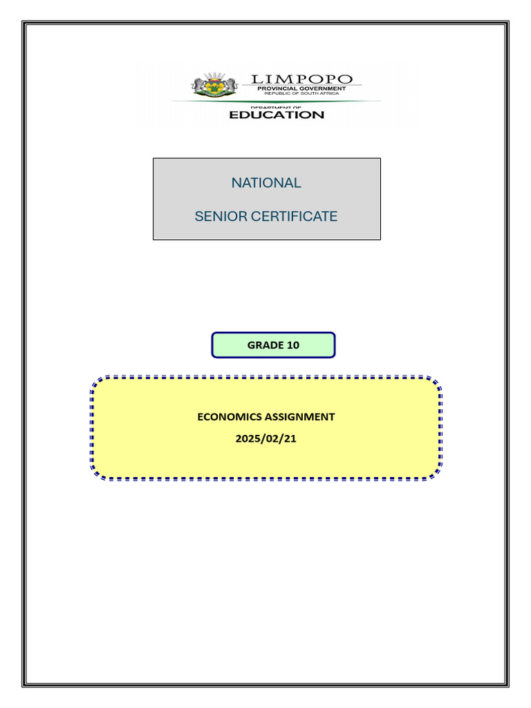 Grade 10 Econ Assignment QP 2025 | PDF | Economics | Consumption ...