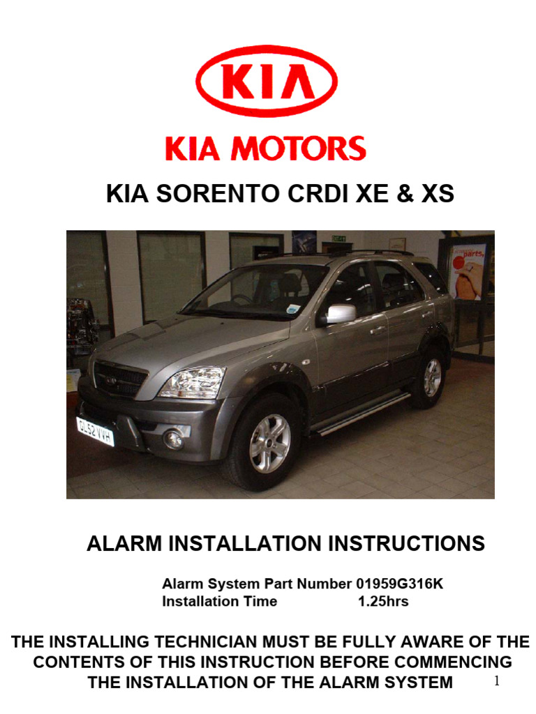 Kia Sorento Alarm Installation Guide | PDF | Electrical Connector ...