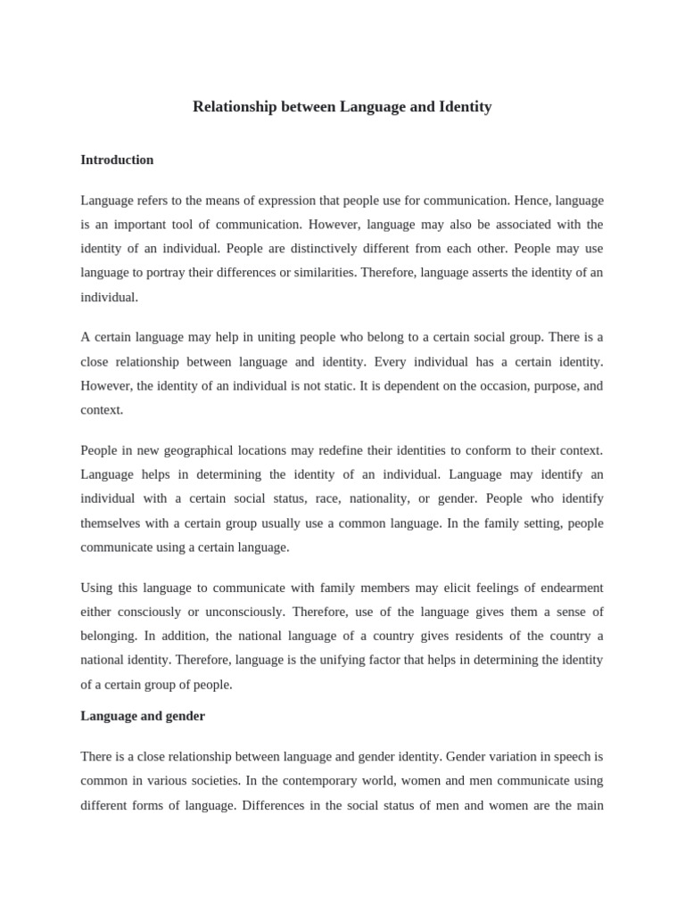 Language's Role in Identity Formation | PDF | Identity (Social Science ...