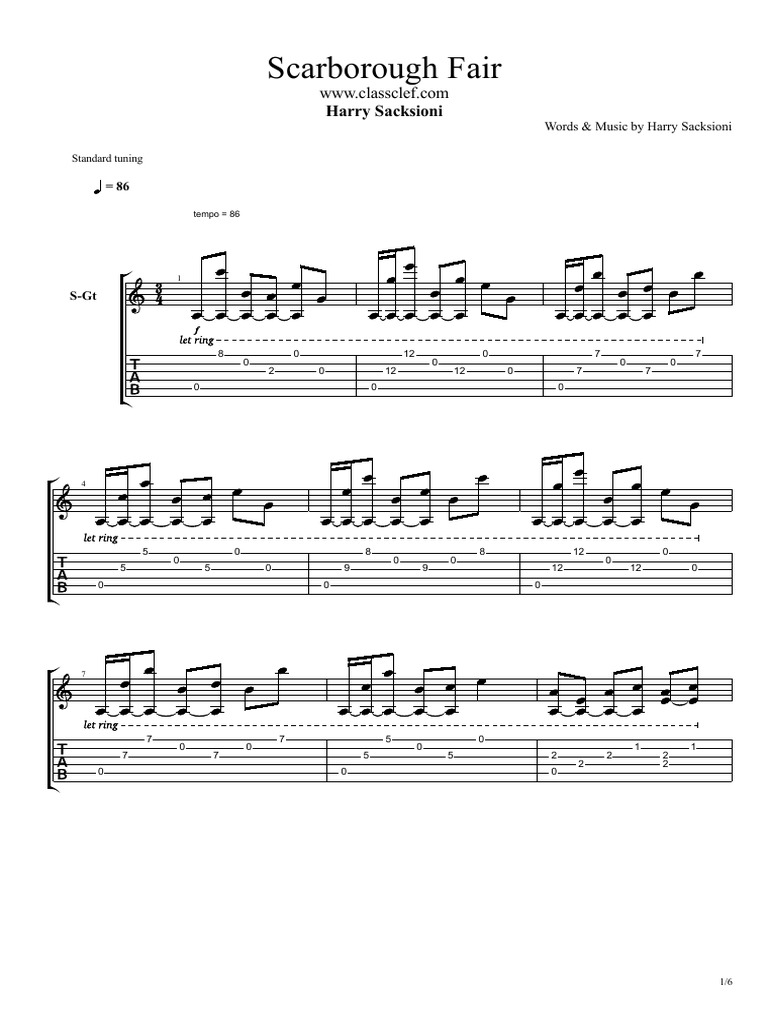 Scarborough Fair Guitar Tabs | PDF
