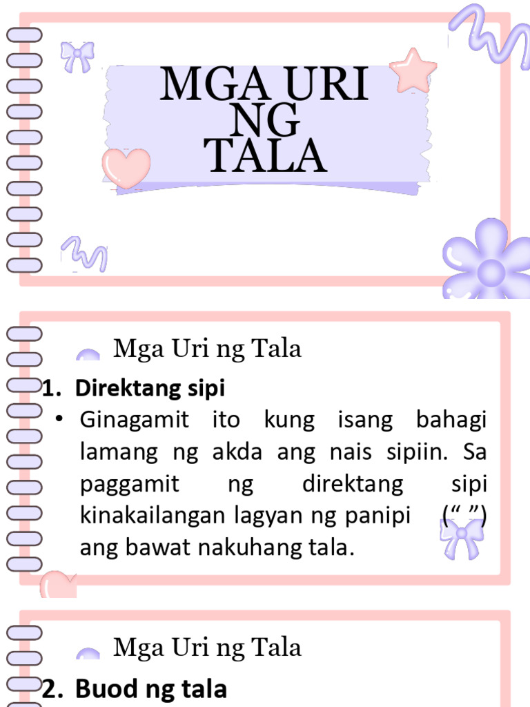 Mga Uri NG Tala | PDF