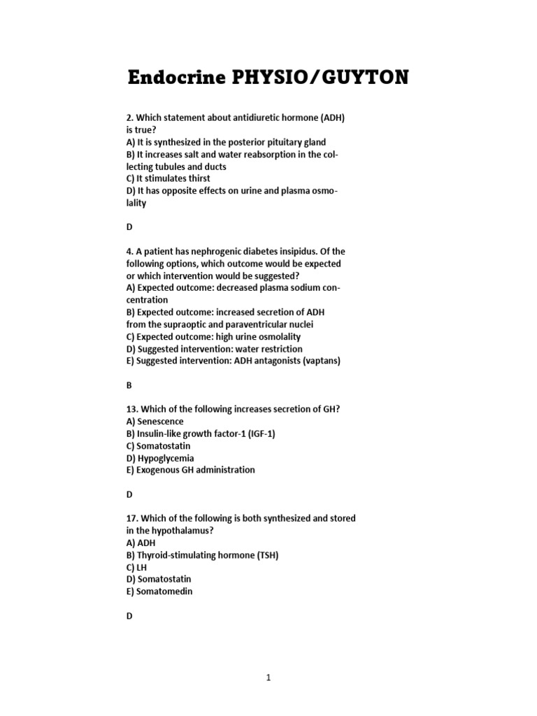 Endocrine PHYSIO GUYTON | PDF | Thyroid Stimulating Hormone | Cortisol