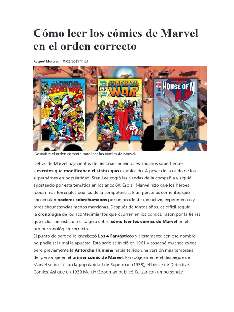 Guía de lectura cronológica de Marvel | PDF | Personajes de Marvel ...