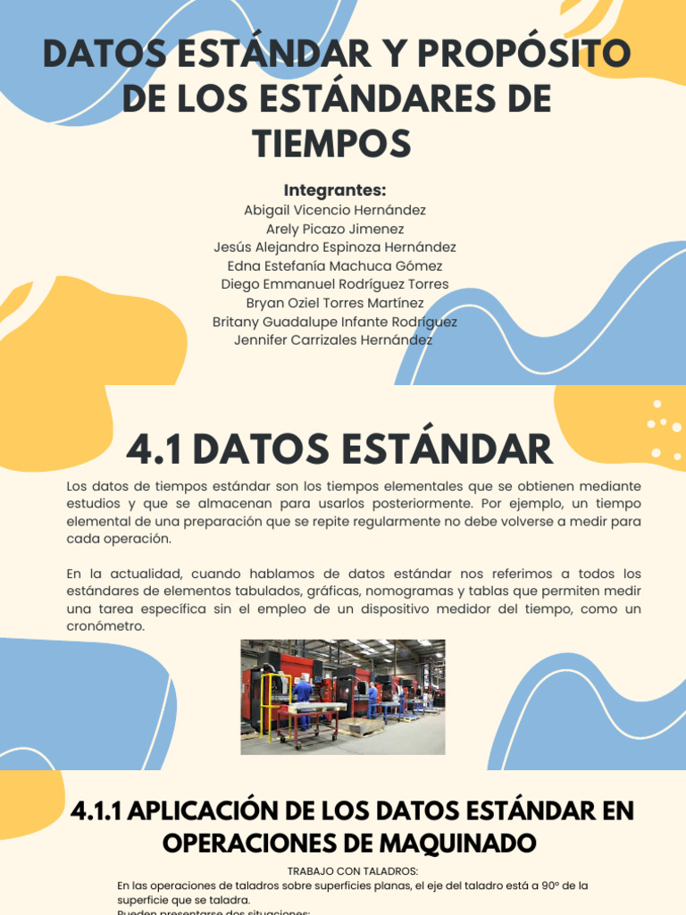 DATOS ESTANDAR Y PROPOSITO DE LOS ESTANDARES DE TIEMPO | PDF | Calidad ...