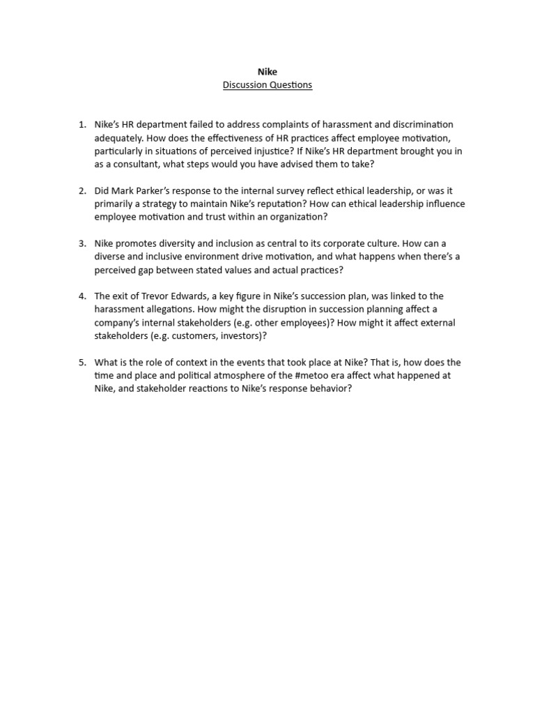 Nike HR Issues and Ethical Leadership Analysis | PDF