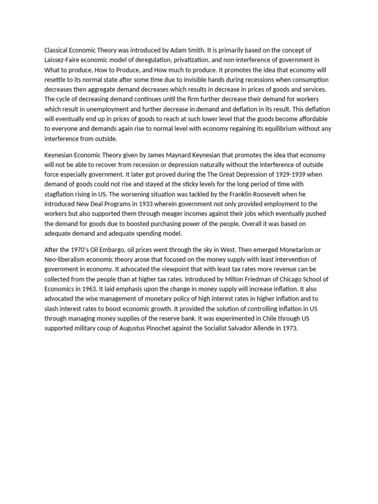 Classical vs Keynesian Economic Theory & Neo-Liberlalism | PDF ...