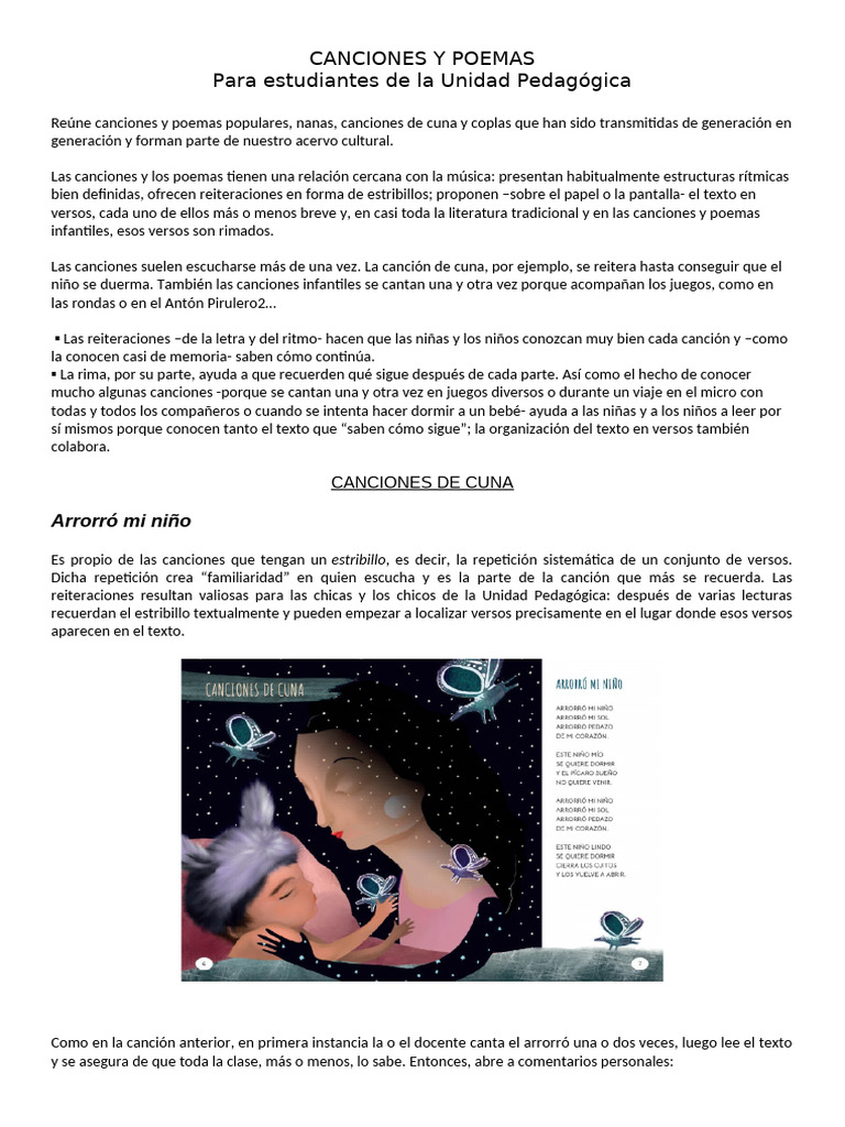 Canciones y Poemas 1° | PDF | Canciones