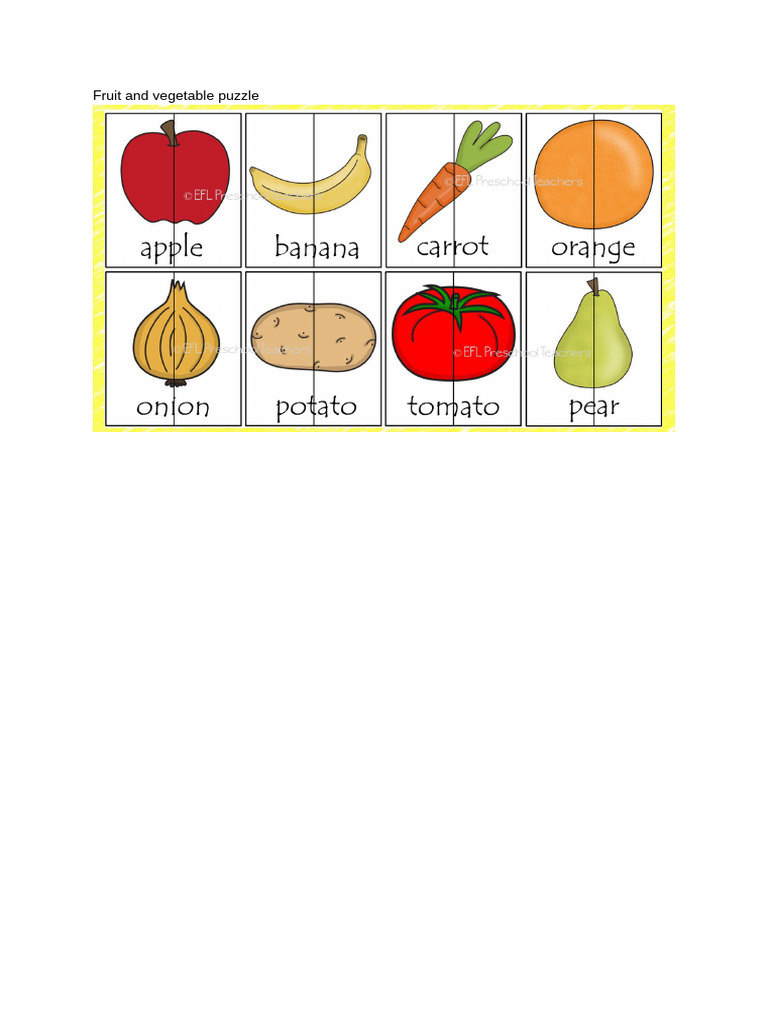 Fruit and Vegetable Puzzle, Class 1 - Miss Sol | PDF