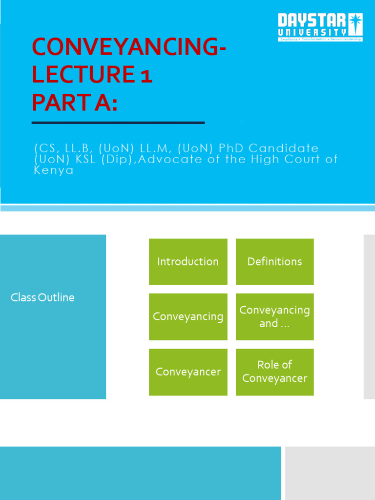Conveyancing Lecture 1 Final Class B | PDF | Lease | Private Law