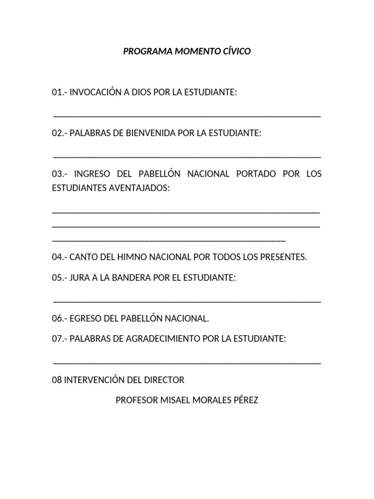 Programa del Acto Cívico Escolar | PDF
