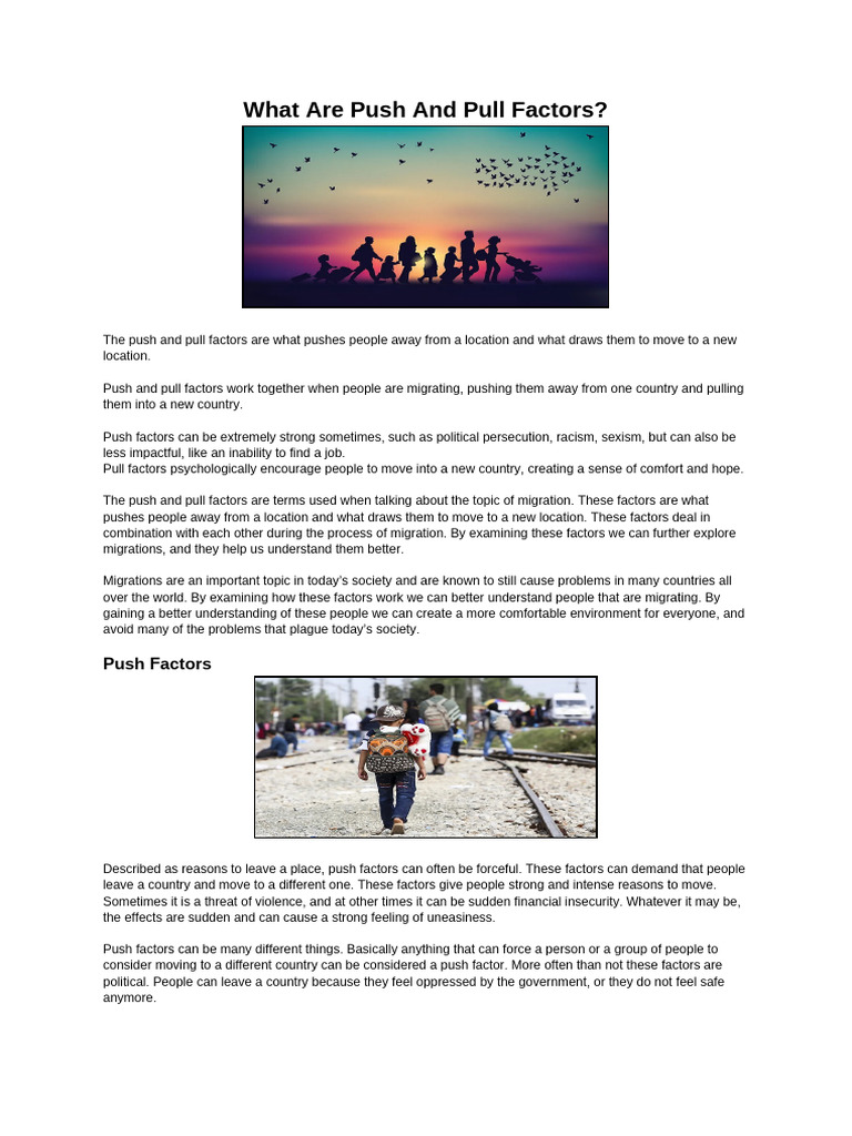Understanding Migration's Push and Pull Factors | PDF | Human Migration ...