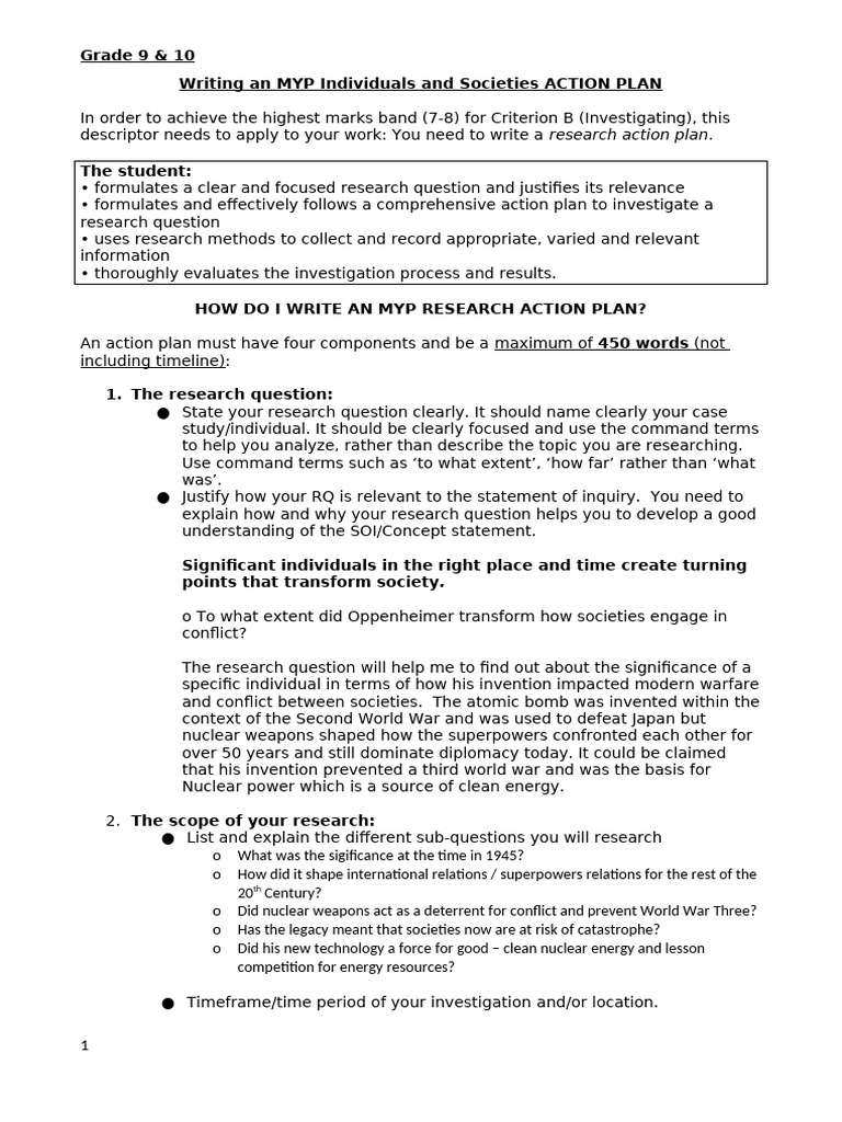 17a G9 10 How To Write An I S Action Plan 2025 | PDF | Science
