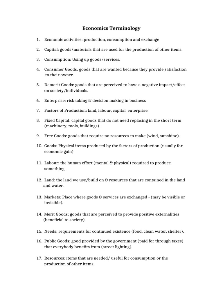 2 Economics Terminology | PDF | Goods | Demand