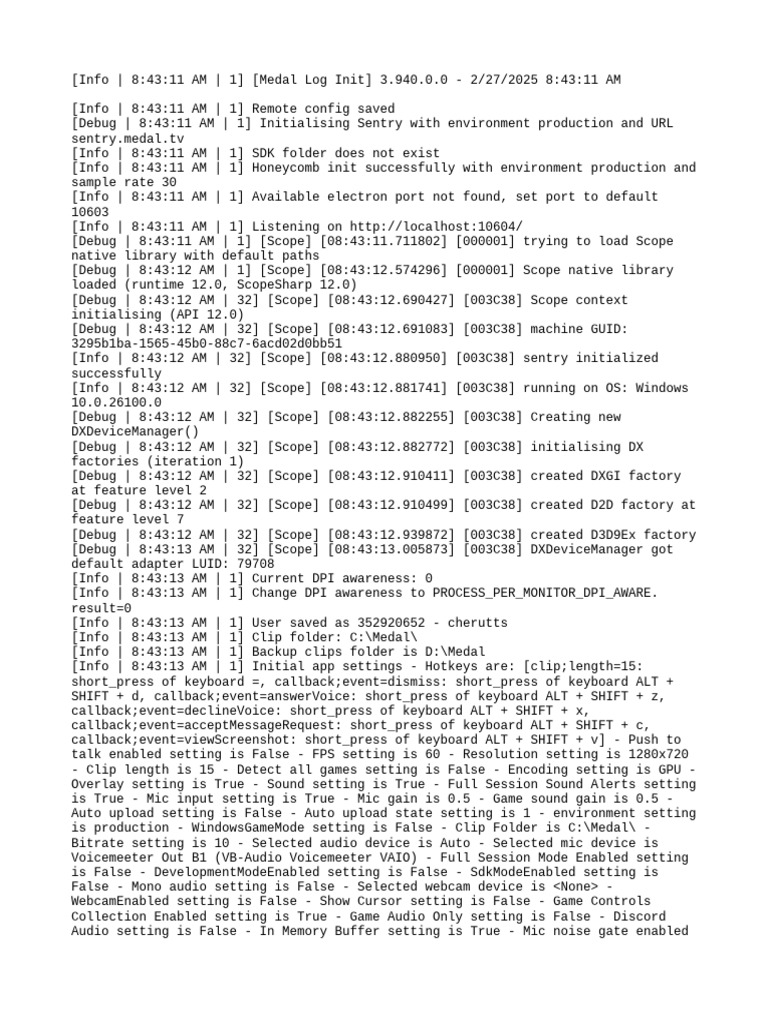 Medal App Initialization Log | PDF | Graphics Processing Unit | Keyboard Shortcut