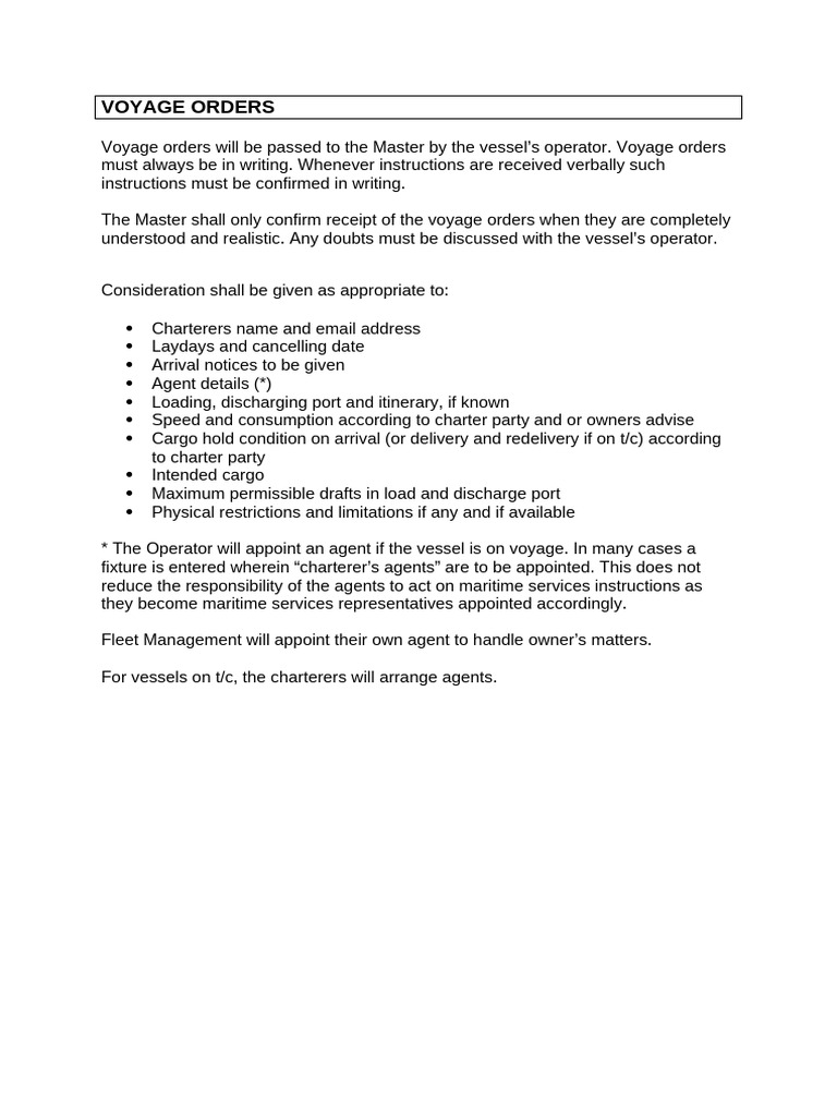Voyage Orders | PDF