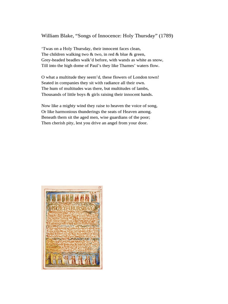 Holy Thursday in Blake's Innocence | PDF