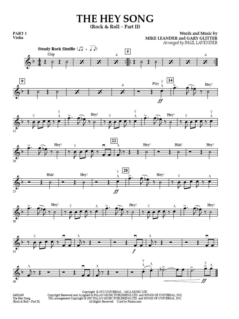 The Hey-song_Paul Lavender_Violin_part 1 | PDF