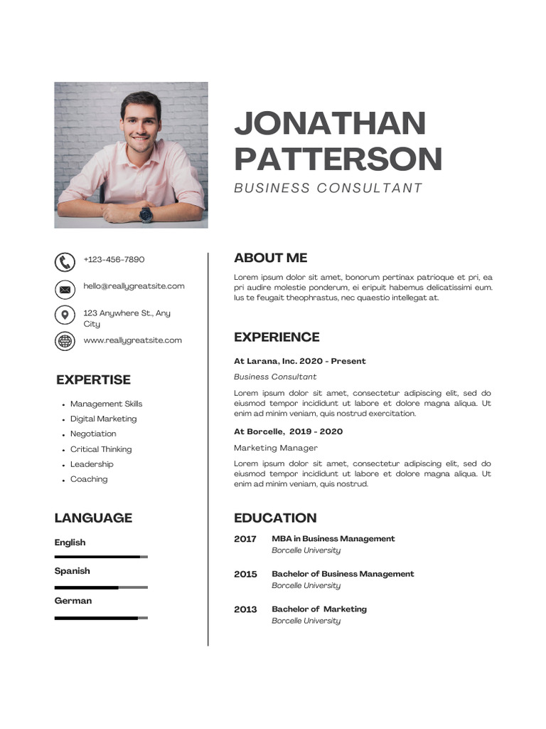 White and Dark Grey Minimalistic Profesional CV Resume - 20250303 ...