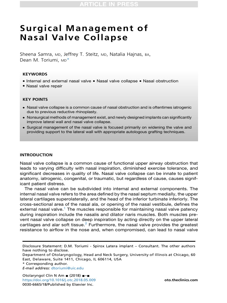 Surgical Solutions for Nasal Valve Collapse | PDF | Human Nose ...