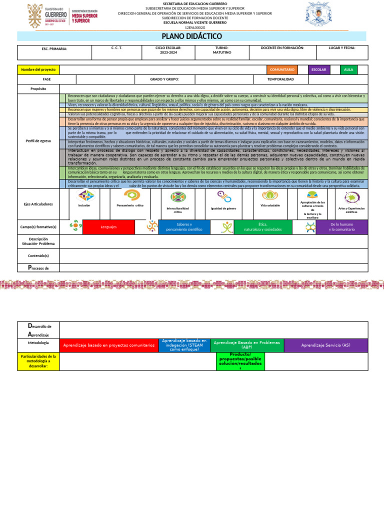 1.FORMATO PARA PLANEAR LOS PROYECTOS Con Adecuaciones | PDF ...