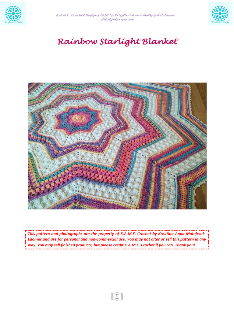 Rainbow Starlight Blanket Pattern | PDF | Crochet | Handicrafts