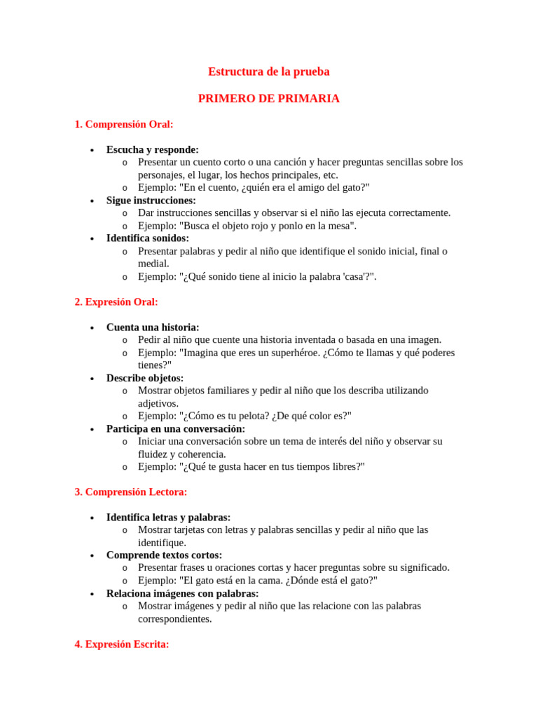 Estructura Prueba 1o, 2o, 3o | PDF | Comprensión lectora | Comunicación ...